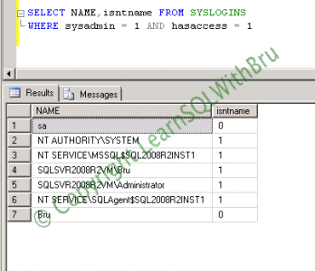 Finding Sysadmins on a SQL Instance. | Learn SQL With Bru